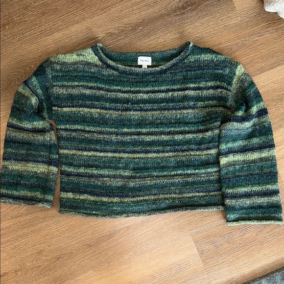 Rhythm. | Sweaters | Rhythm Green And Blue Striped Sweater | Poshmark